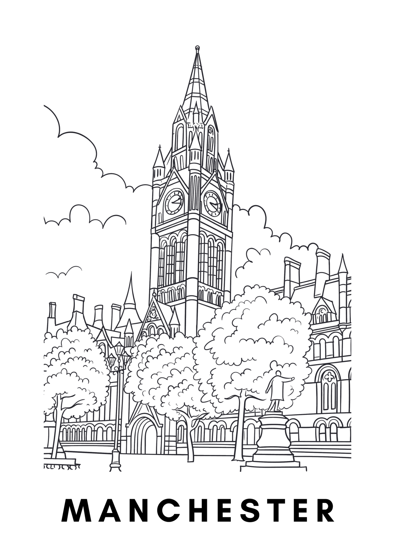 Manchester Wall Art (A4) – Colour Your Streets